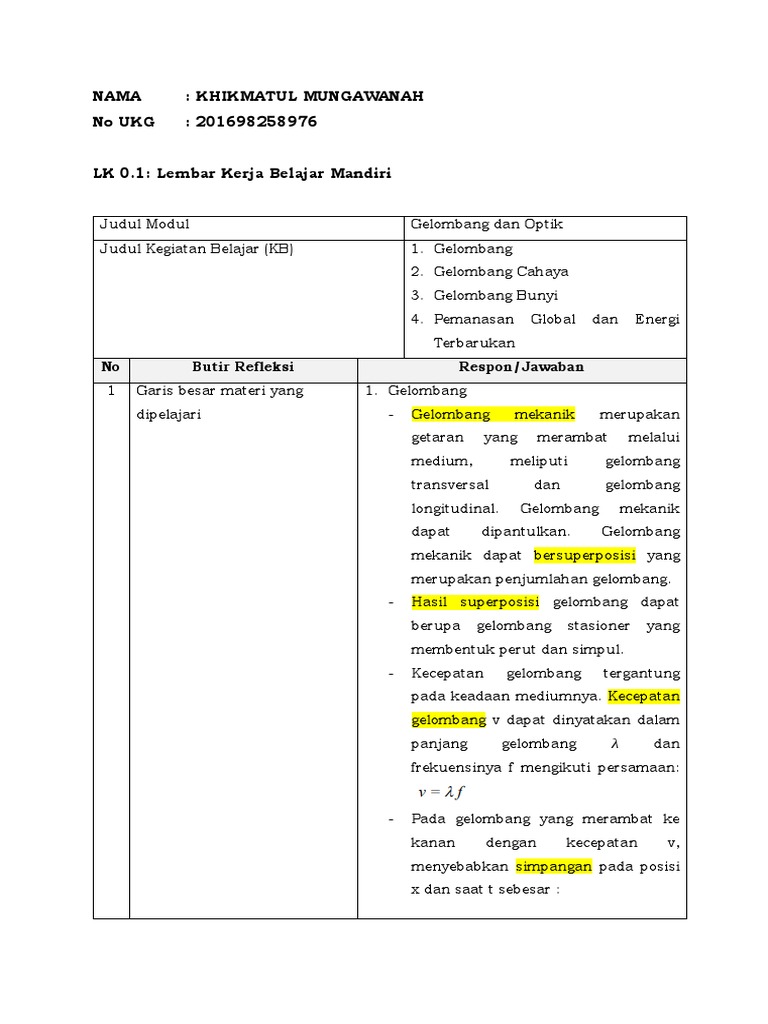 LK 01 Modul Gelombang Dan Optik | PDF