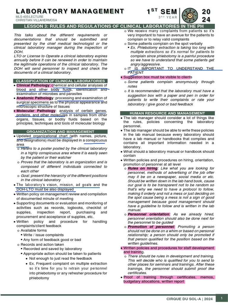 Lesson 3 Rules and Regulations | PDF | Pathology | Medical Laboratory