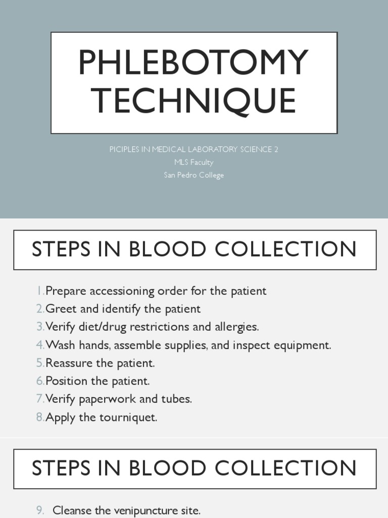 Phlebotomy Technique | PDF | Arm | Clinical Medicine