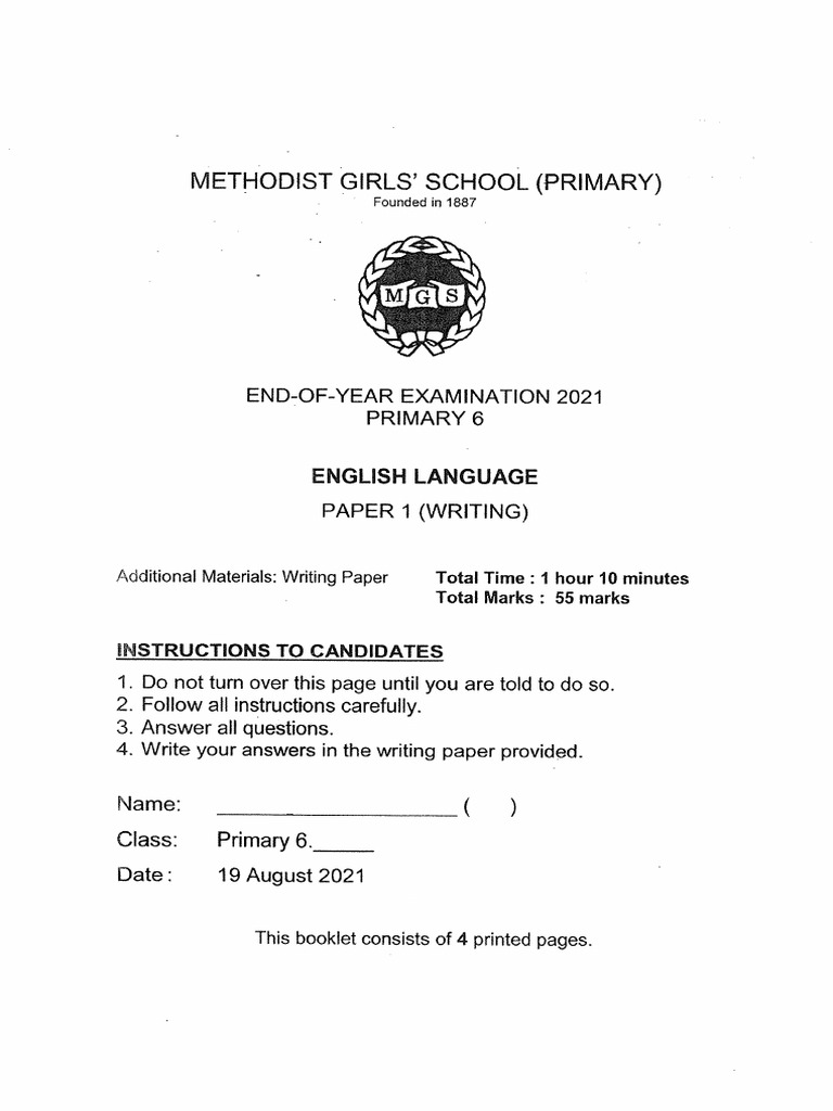 P6 English Prelim 2021 MGS Exam Papers | PDF