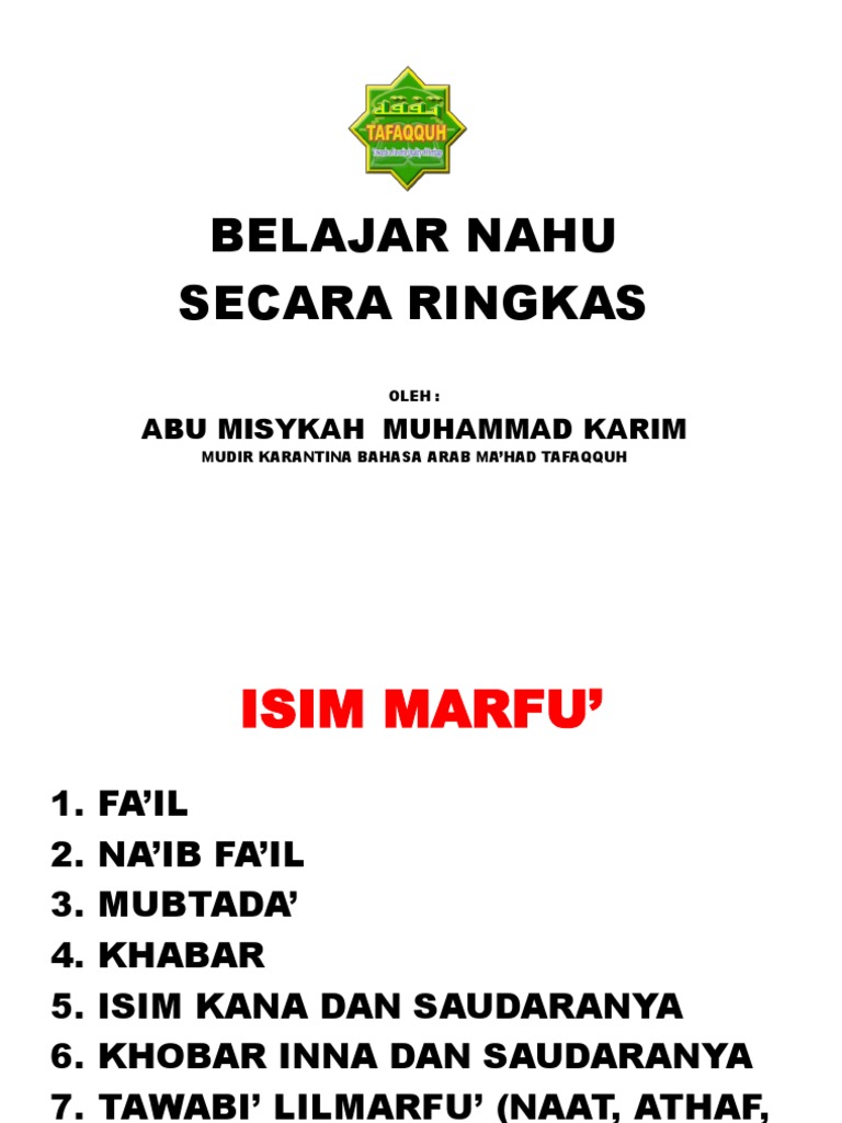 Nahu Ringkas (Marfu'at) | PDF