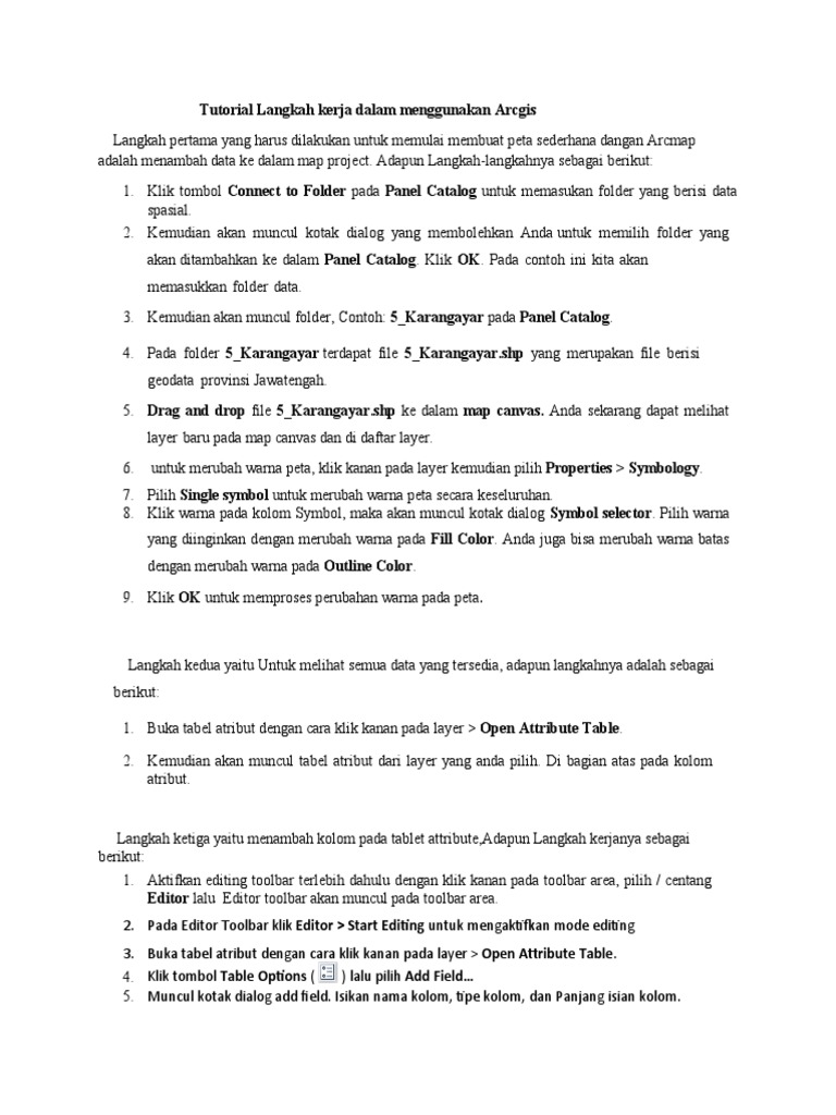 Tutorial Langkah Kerja Dalam Menggunakan Arcgis | PDF | Komputer