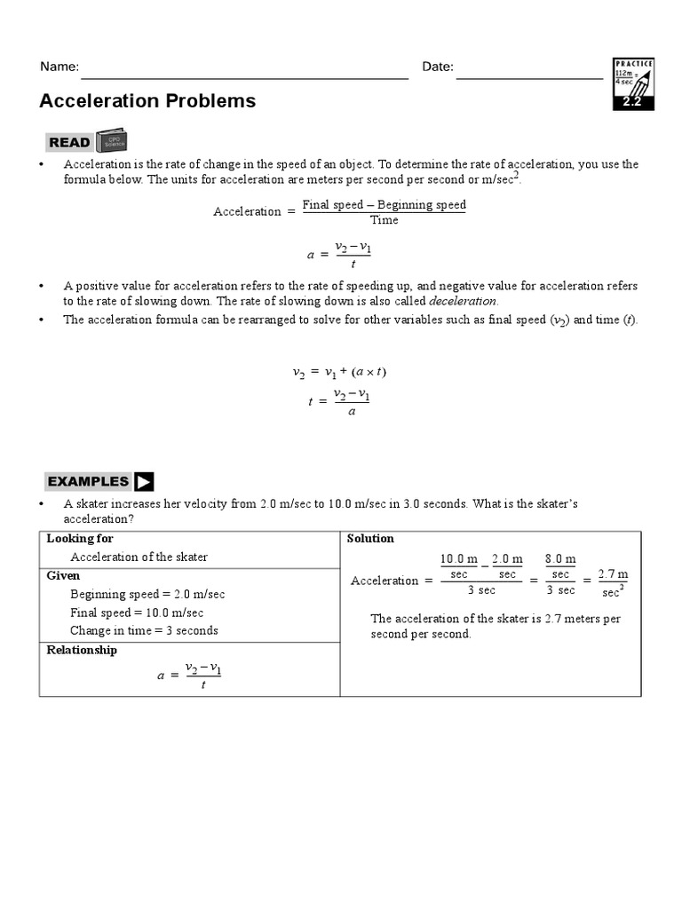 Acceleration Problems | PDF | Force | Acceleration