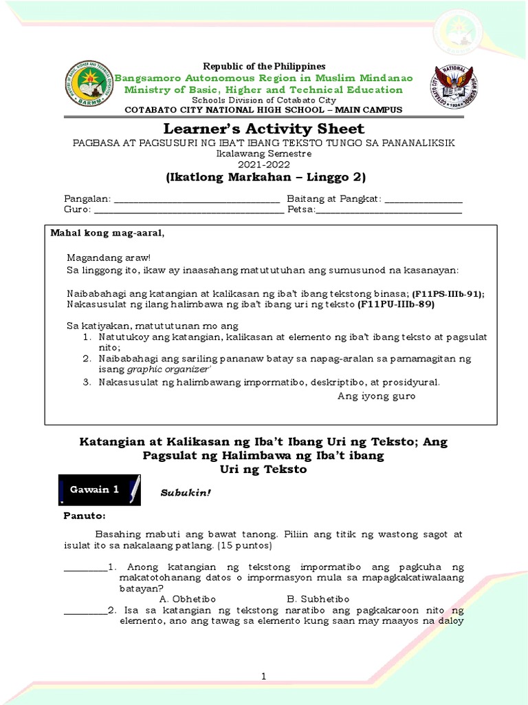 Week 2. Pagbasa 1 | PDF