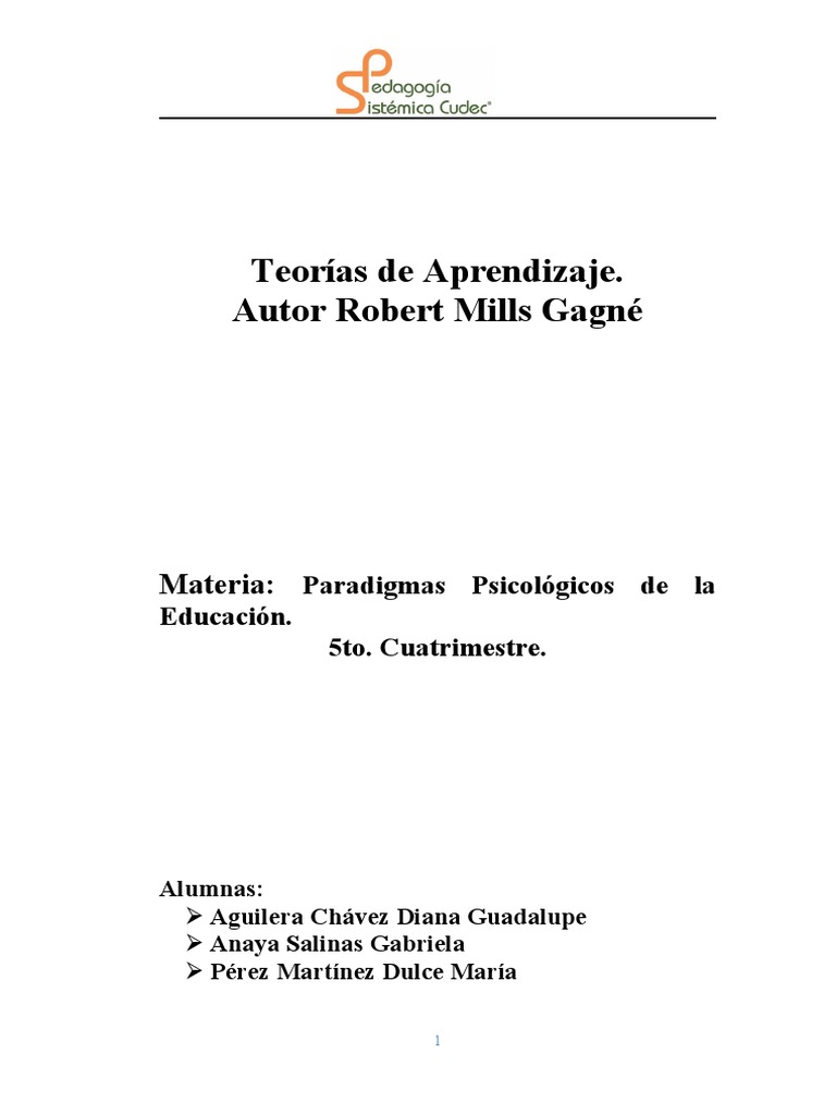 Robert Gagne | PDF | Aprendizaje | Memoria