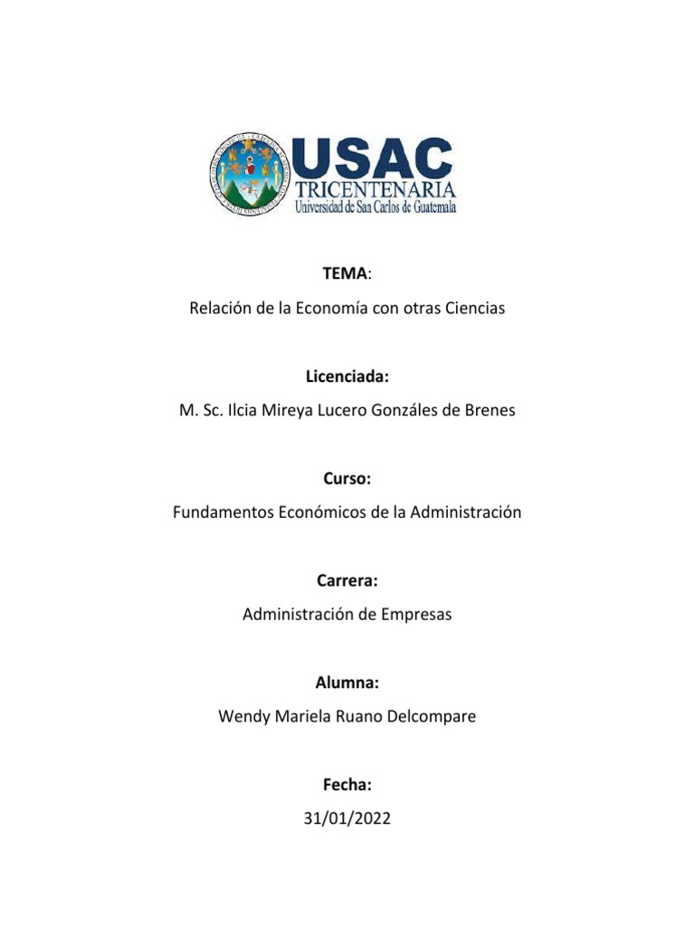 Relacion de La Economia Con Otras Ciencias WENDY | PDF | Science ... Relacion de La Economia Con Otras Ciencias WENDY | PDF | Science ...