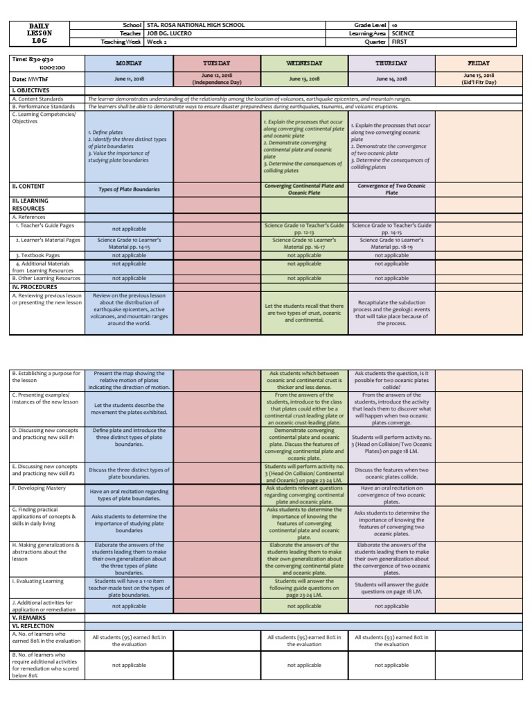 Grade 10 Science Lesson Plan | PDF | Plate Tectonics | Geophysics