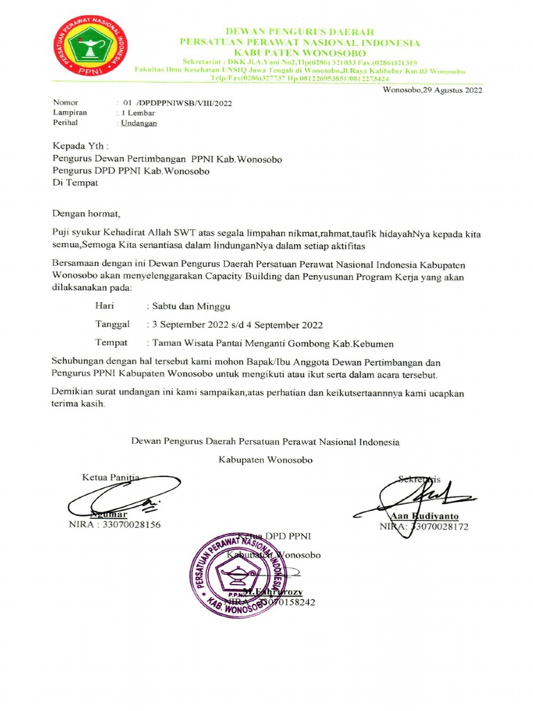 Surat Undangan Capacity Building Dan Penyusunan Program Kerja | PDF