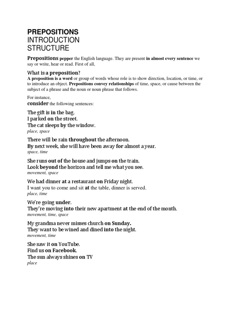 Prepositions Intro Essential Prepositions | Download grátis PDF ...