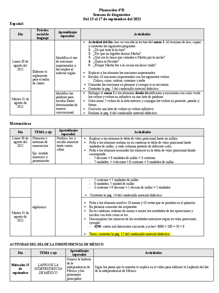 Planeación Cuarto Grado | PDF | Verbo