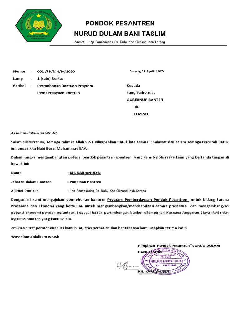 Contoh Permohonan Koperasi | PDF