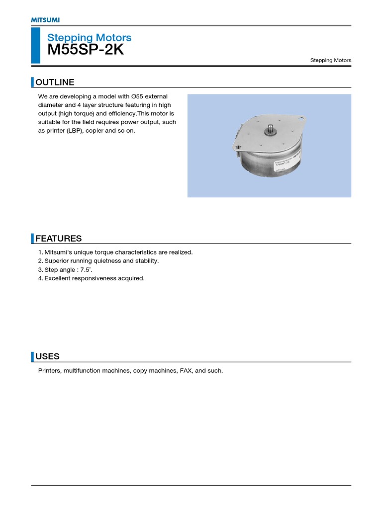 MITSUMI Stepping Motor M55SP-2K Technical Specifications | PDF ...