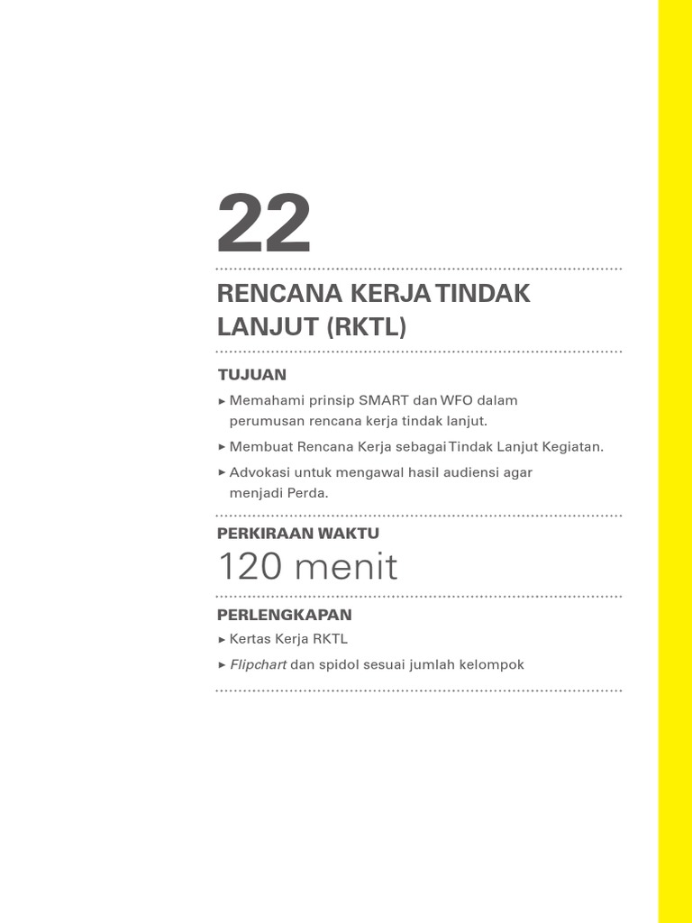 120 Menit: Rencana Kerja Tindak Lanjut (RKTL) | PDF | Pengembangan Diri