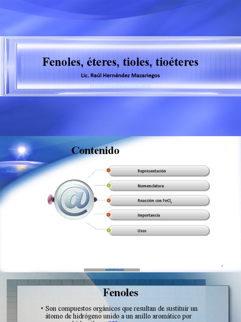 Fenoles, Éteres y Tioles: Propiedades y Usos | PDF | Éter | Tiol