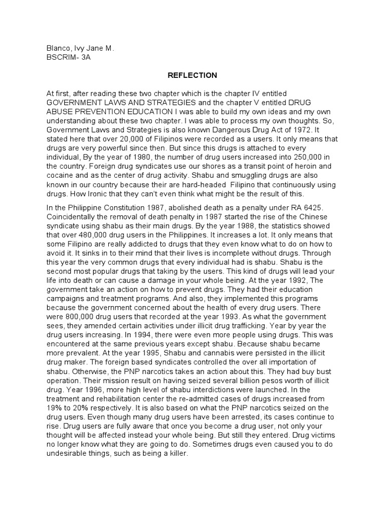 Reflection | PDF | Psychoactive Drugs | Justice