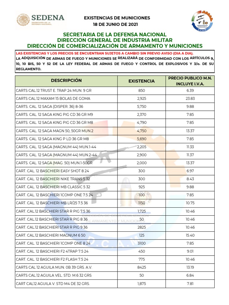 Existencias de Municiones | PDF | Peligros | Defensa