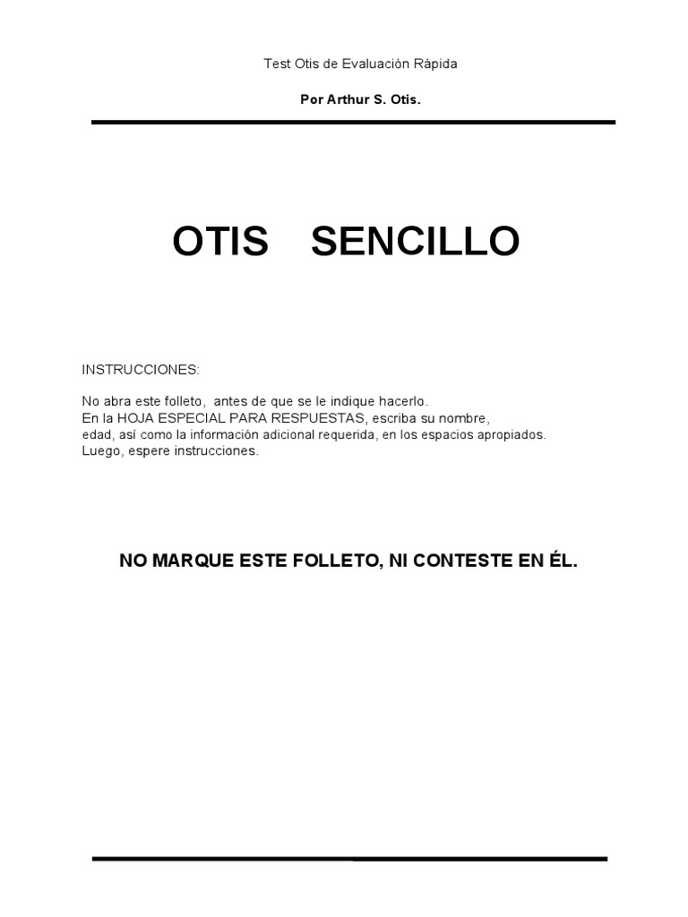 Test de Otis: Evaluación Rápida | PDF