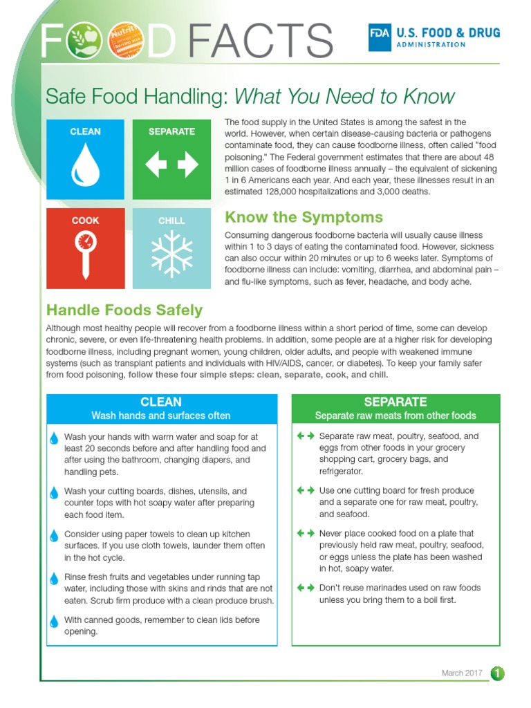 Food Facts Safe Food Handling What You Need To Know | PDF | Foodborne ...