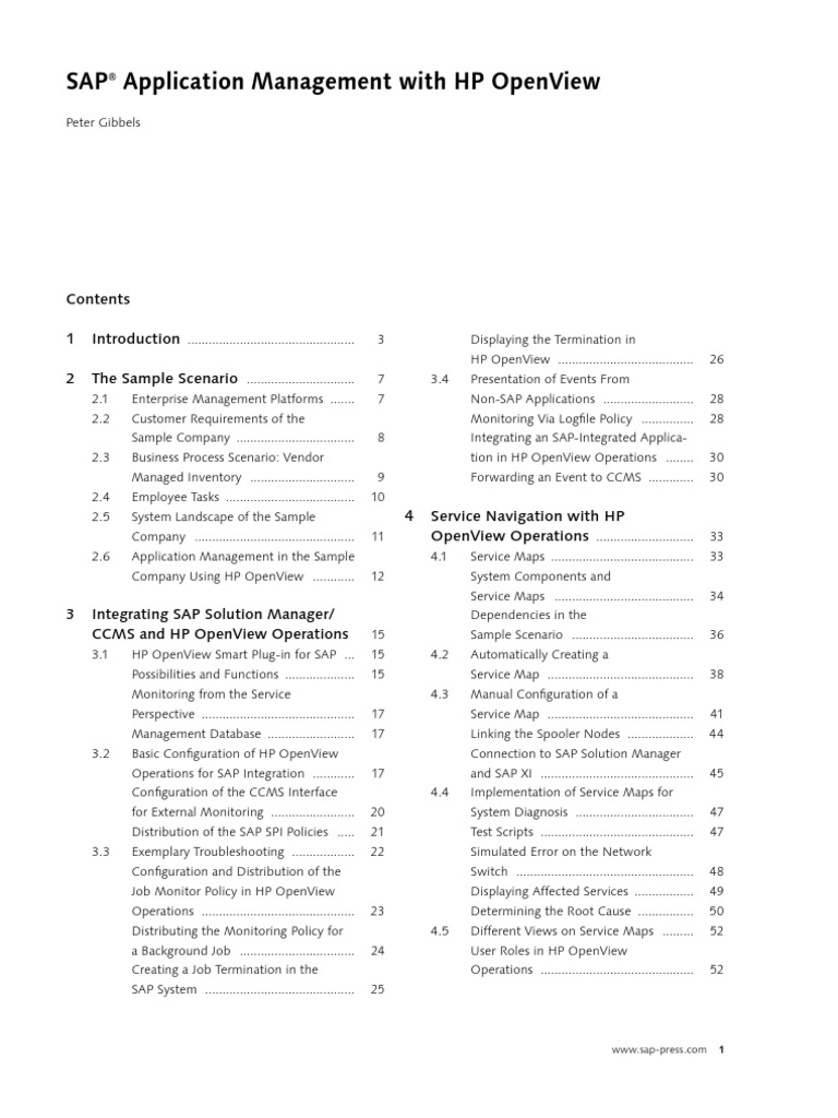 Sap Application Management With HP Openview: 1 2 The Sample Scenario ...