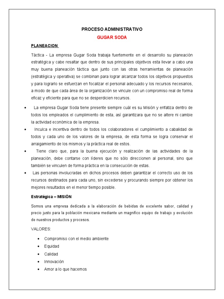 Planeación Estratégica de Gugar Soda | PDF | Planificación | Business
