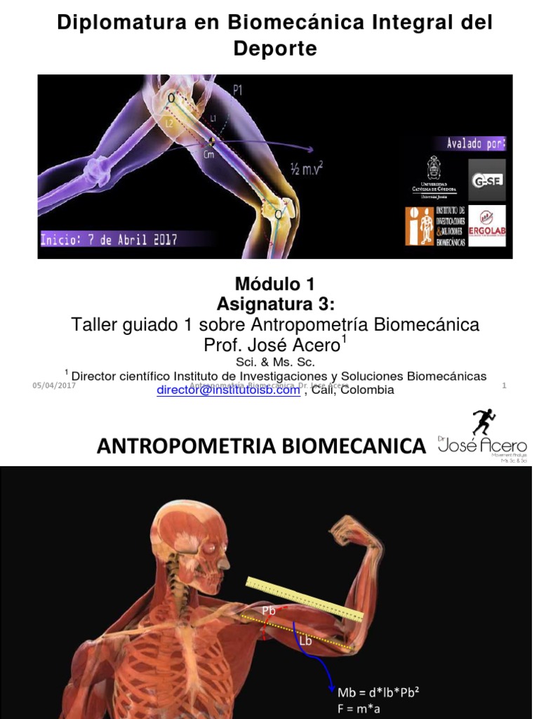 Taller Guiado Sobre Antropometria Biomecanica DR Jose Acero 2231020170 | PDF | Mano | Anatomía ...