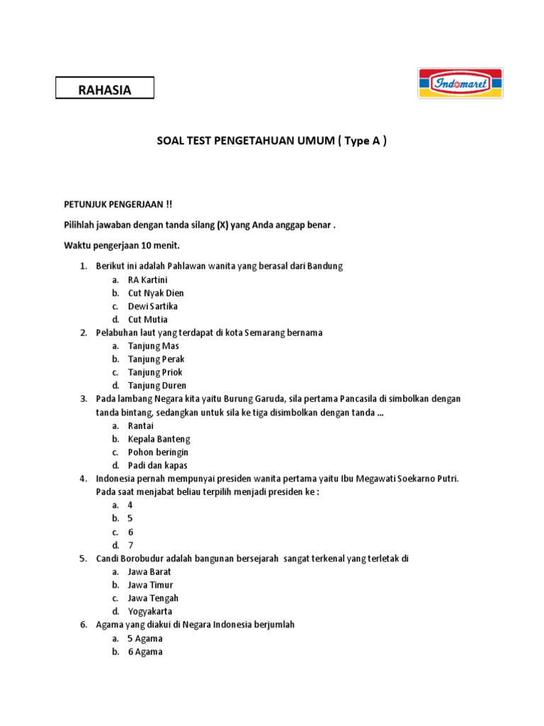 Soal Test Pengetahuan Umum | PDF