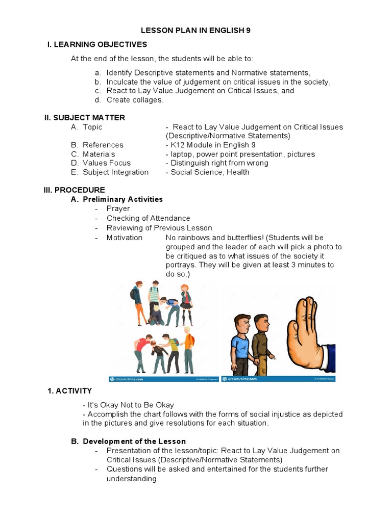 Lesson Plan in English 9 | PDF | Discrimination | Racism