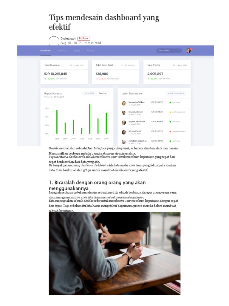 Tips Mendesain Dashboard Yang Efektif - Insight - Medium | PDF