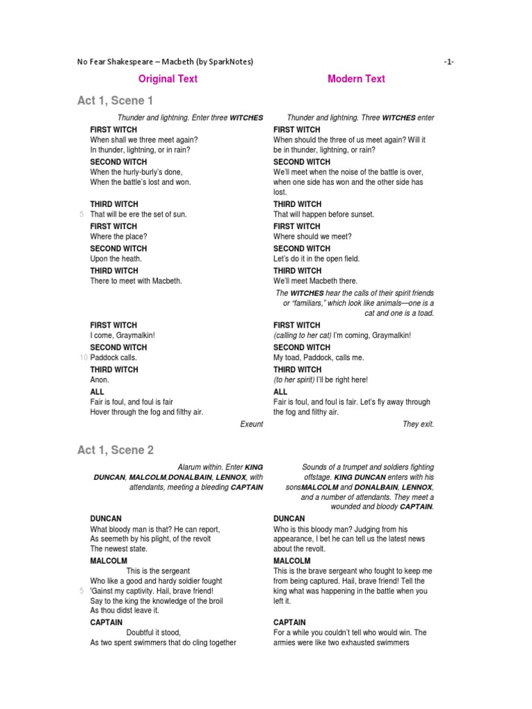 Macbeth Act 1 No Fear | PDF | Macbeth