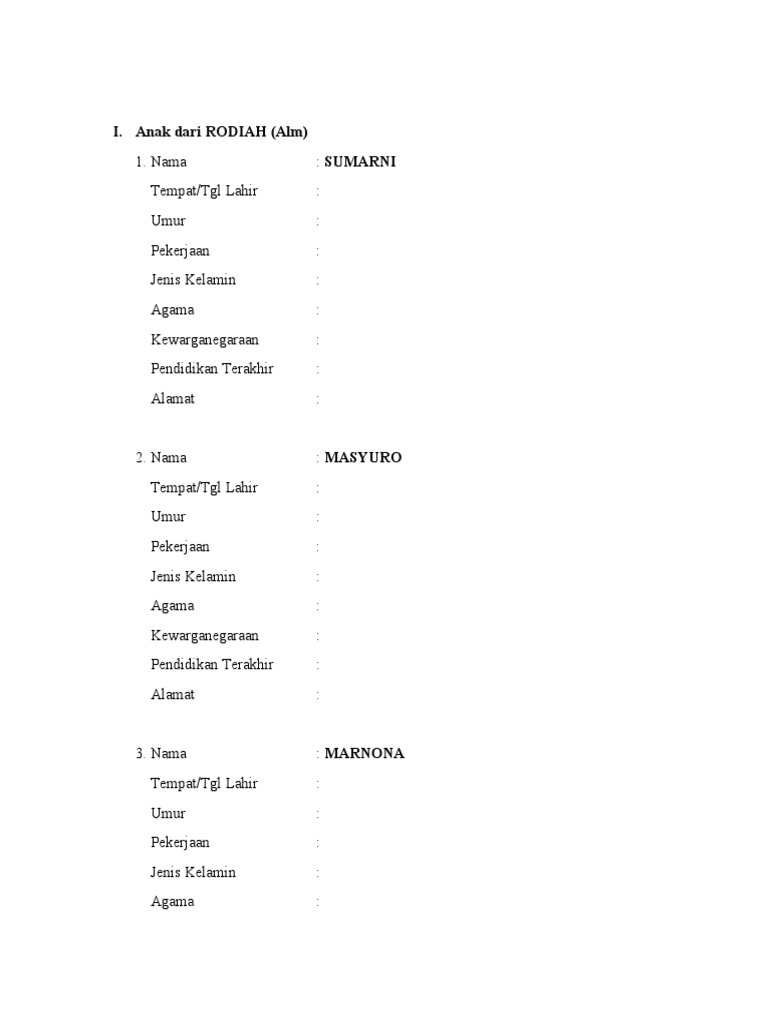 Data-Data Anak H. Abdul Hamid Alm | PDF