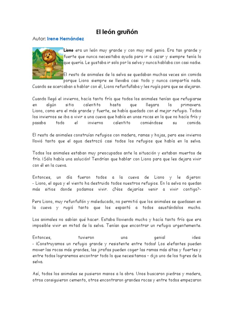 Cuento - El Leon Gruñon | PDF | León