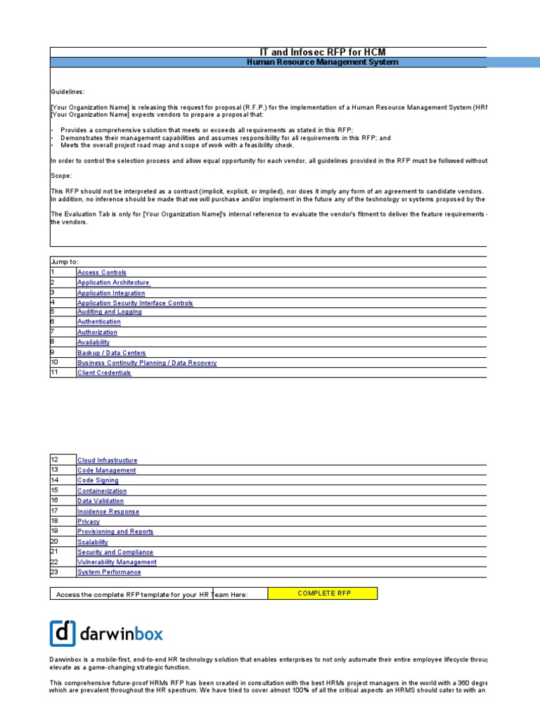 Complete IT and InfoSec RFP For HRMS | PDF | Password | Computer Security