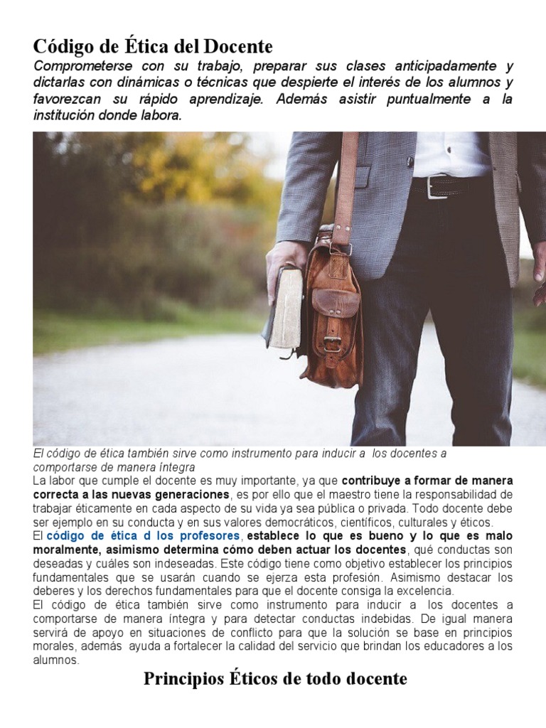 Código de Ética Del Docente | PDF | Método de enseñanza | Maestros