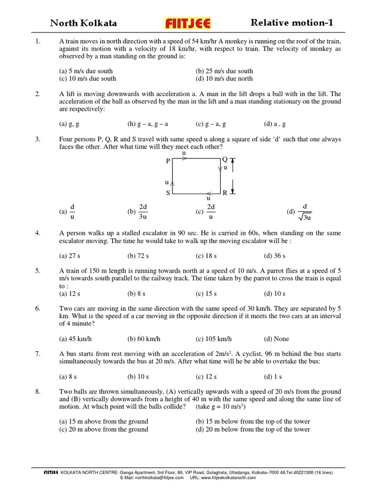 Relative Motion Fiitjee | PDF | Speed | Lift (Force)