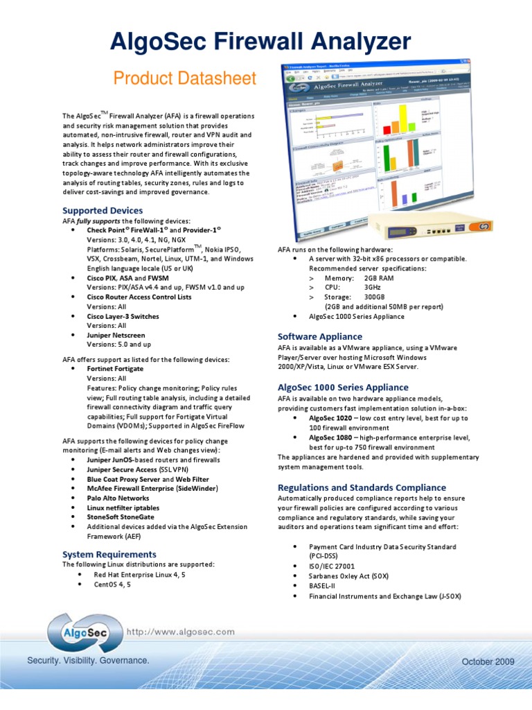 Algosec Firewall Analyzer Datasheet Pdf Firewall Computing