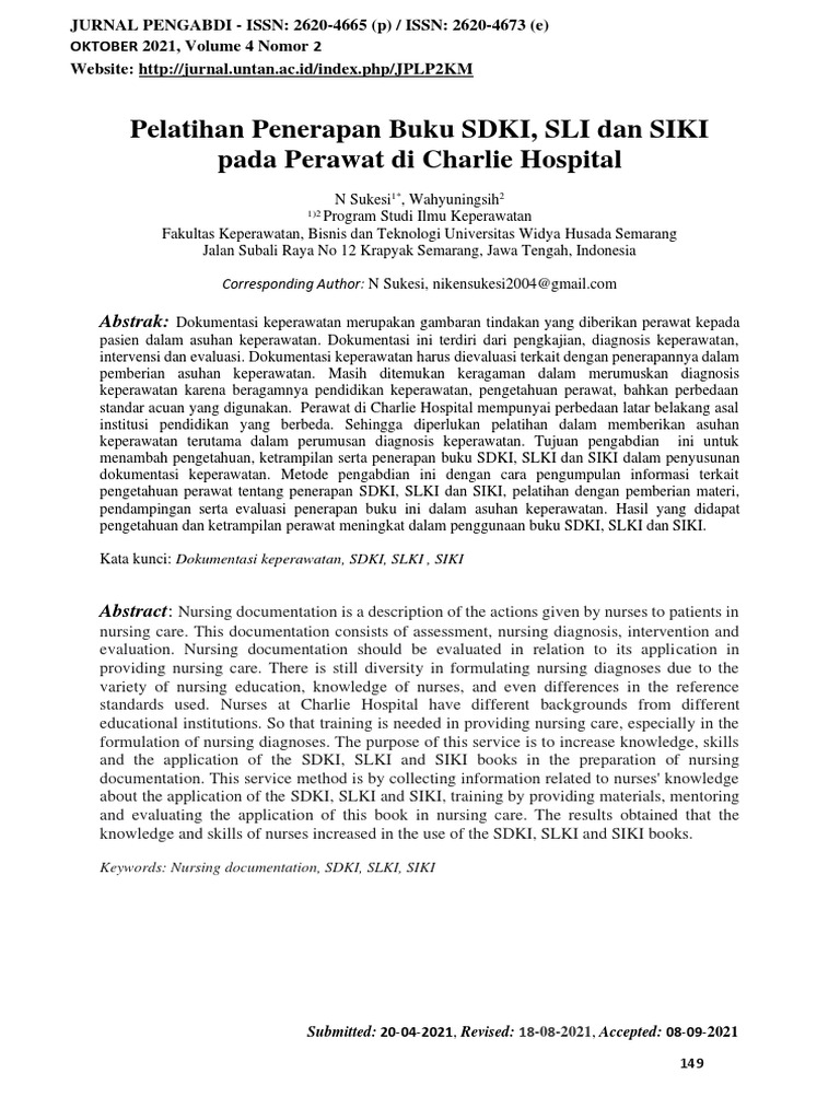 Pelatihan Penerapan Buku Sdki Slki Dan Siki Pada P | PDF