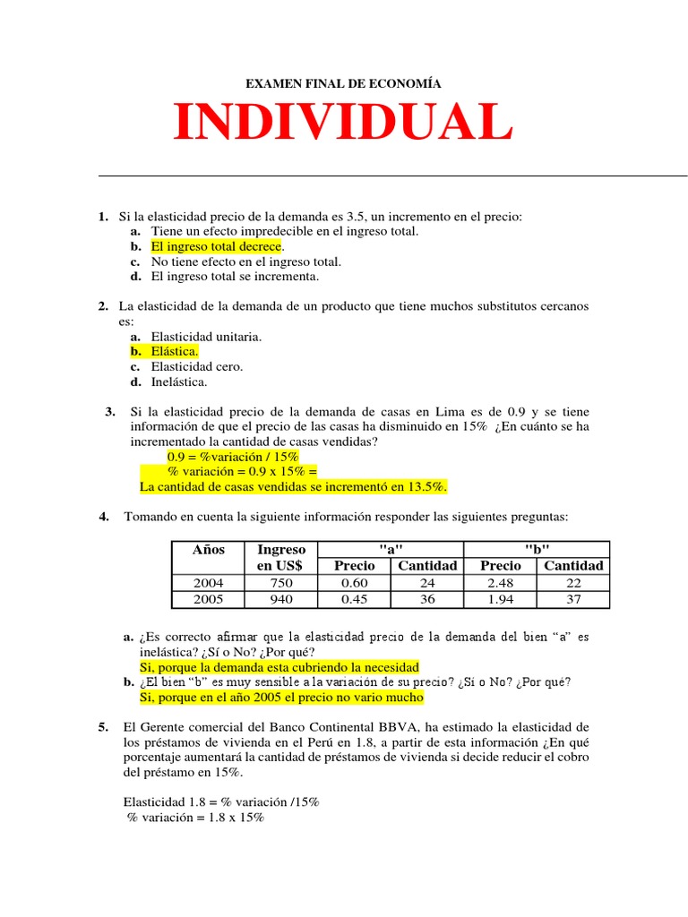 Examen Final de Economía | PDF | La política monetaria | Elasticidad (economía)