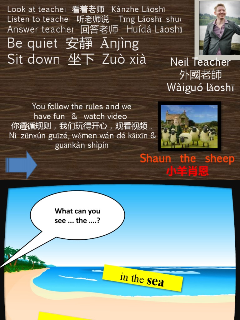 At The Beach + Present Continuous (Progressive) | PDF