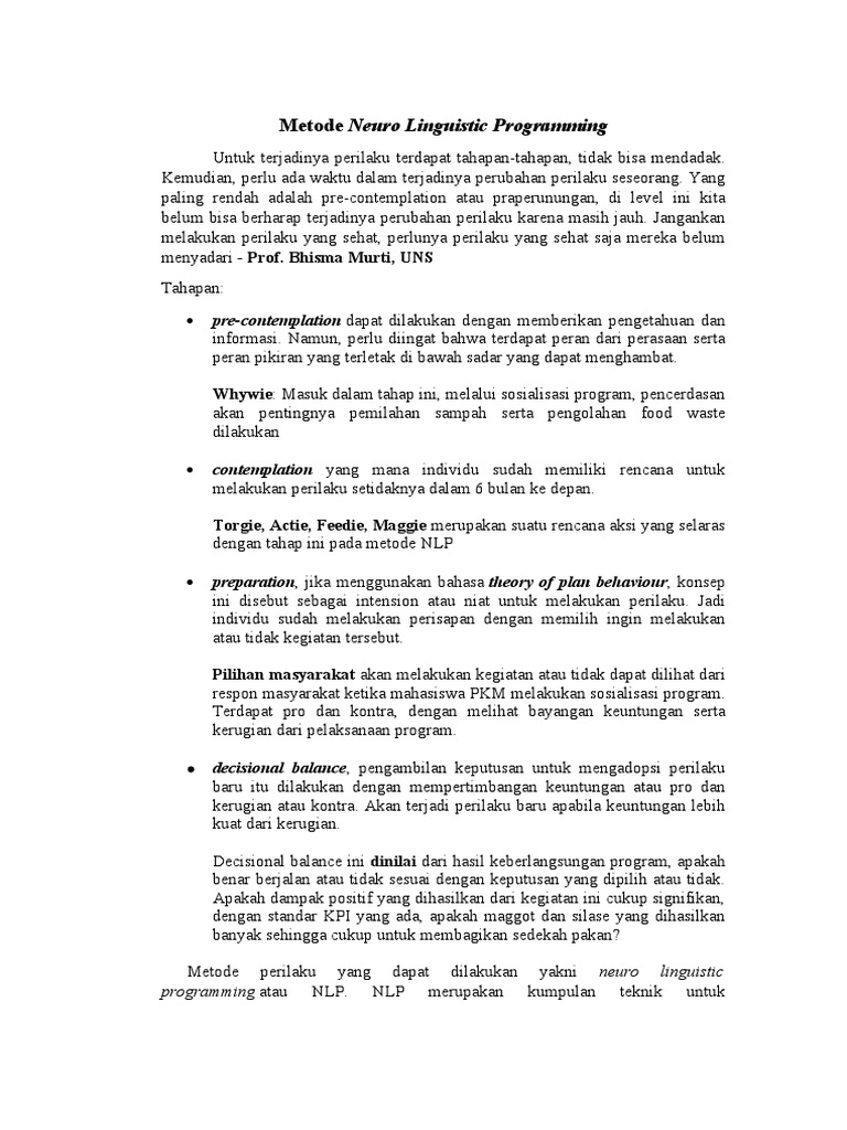 Neuro Linguistic Programming Pdf