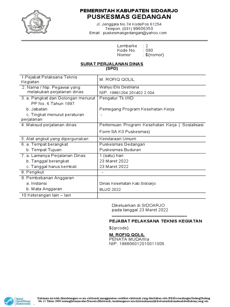 Template SPPD 2 Org | PDF