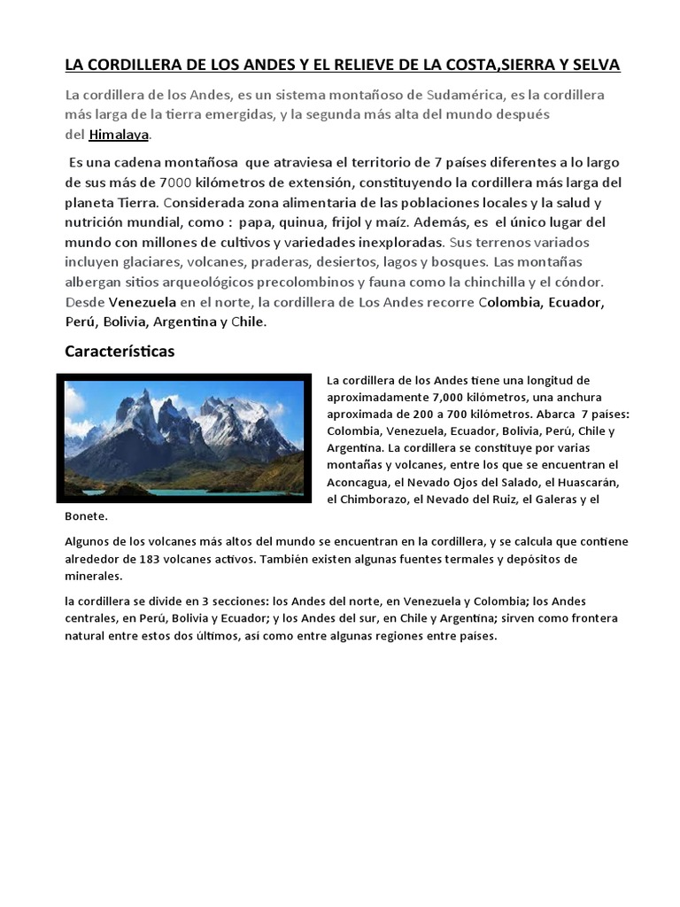 El Relieve de La Costa | PDF | Andes | Perú