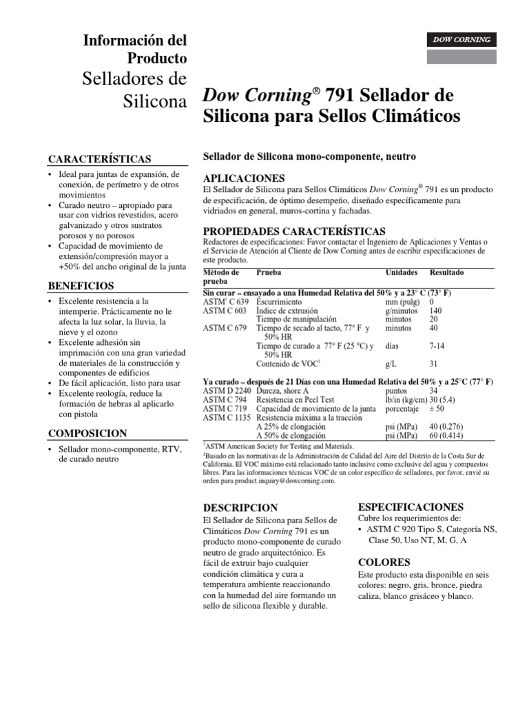Dow Corning 791 | PDF | Silicona | Producto (Negocio)