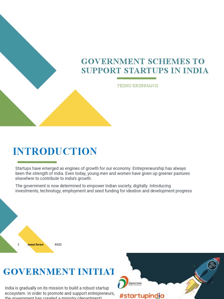 Government Schemes To Support Startups in India | PDF ...