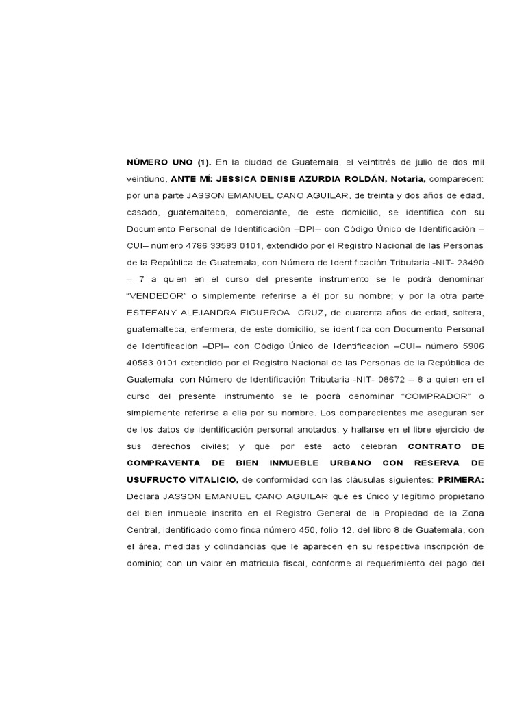 Compraventa Con Usufructo Vitalicio | PDF | Propiedad | Justicia