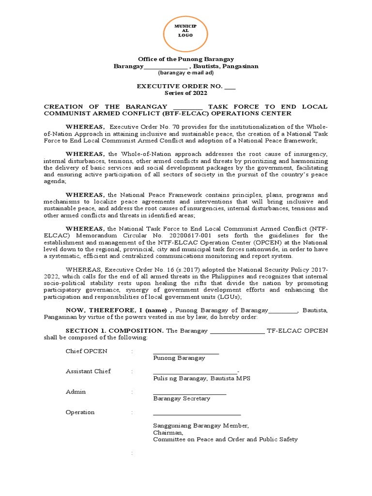 Bautista BTF Elcac Opcen Eo | PDF | Peace | Government