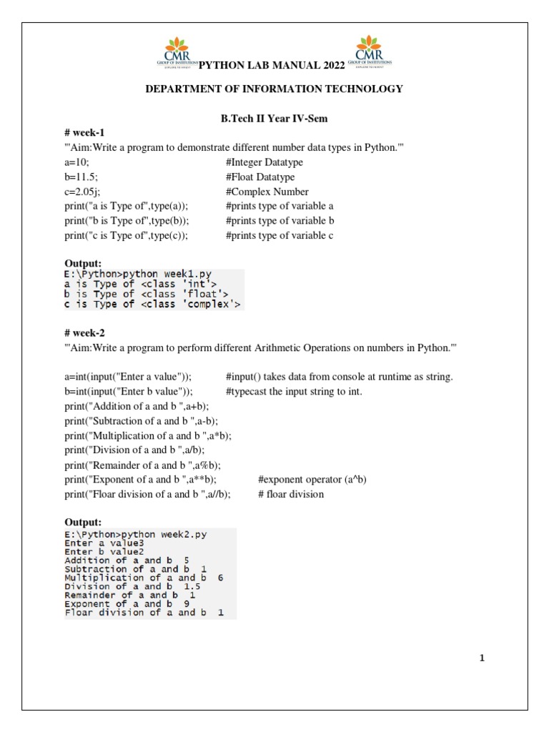 Exploring Core Python Programming Concepts Through Practical Lab
