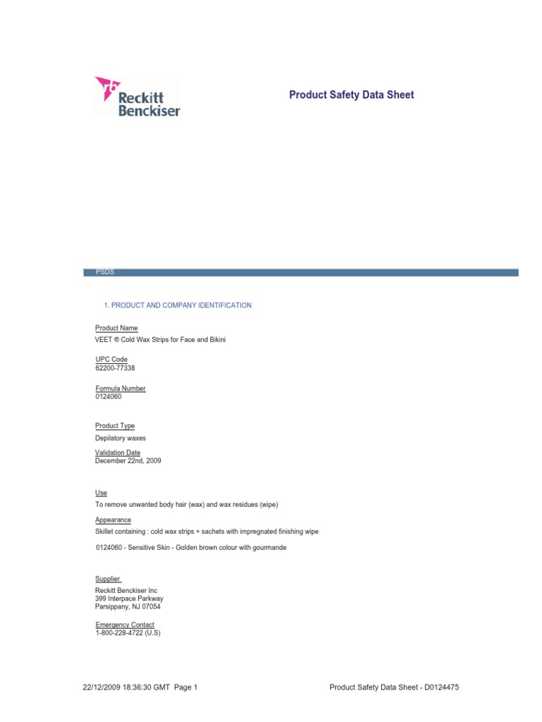 Veet Cold Wax Strips Face Bikini | PDF | Perfume | Odor