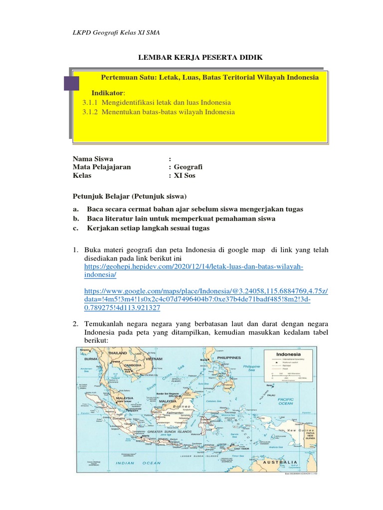 LKPD Geografi Kelas XI | PDF