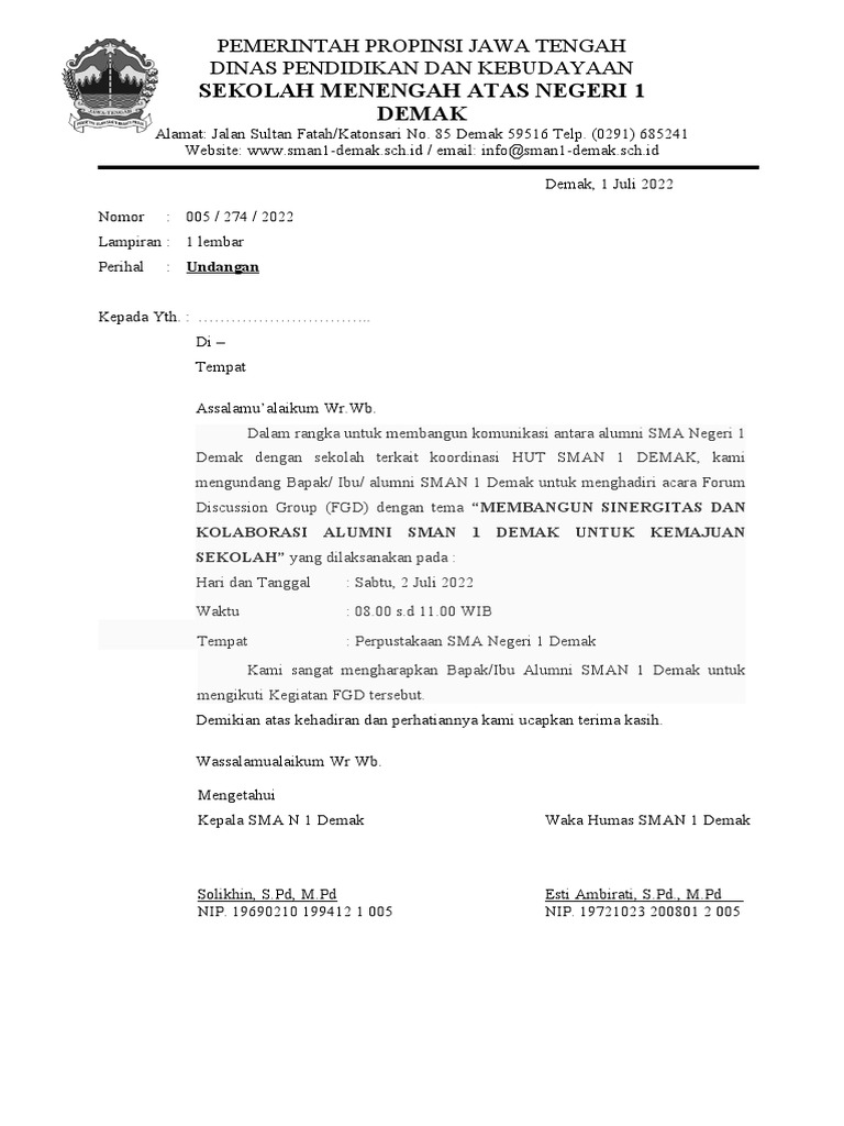 Undangan FGD Hut Smansade | PDF