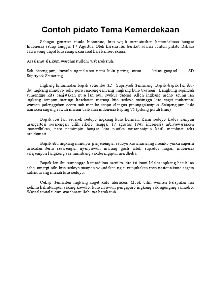 Contoh Pidato Tema Kemerdekaan 1 | PDF